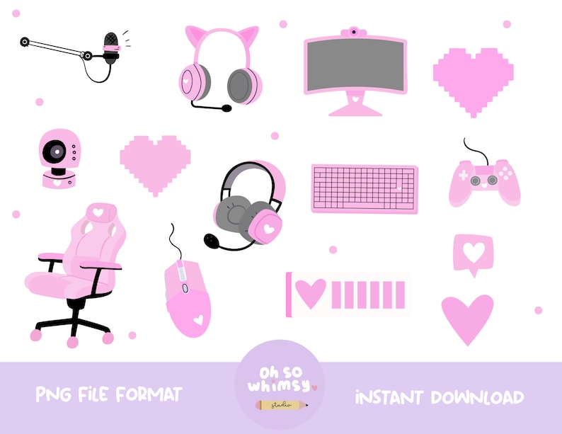 Gamer Girl Clipart | Streamer Girl Clipart | Video Games Clipart ...