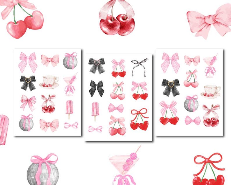Coquette Printable Stickers | High-res PDF & JPEG Pages to Print and ...
