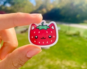 Strawberry Cat Sticker Strawberry Loaf Holographic Sticker Cute Cat ...