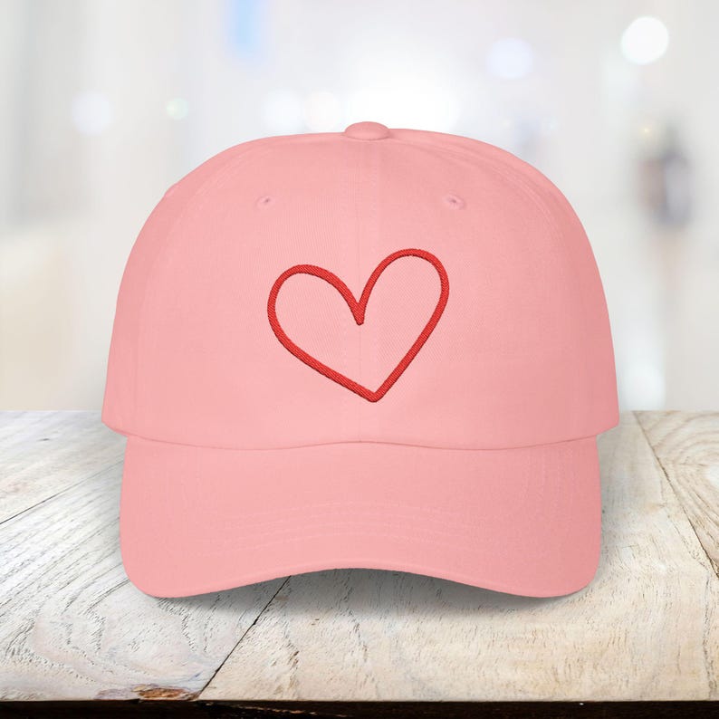 Heart Embroidered Dad Cap, Cute Valentines Hat, Embroidered Hat, Heart ...