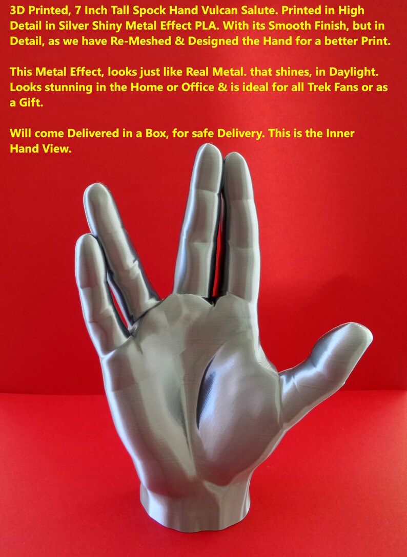 Sculpture, Vulcan Hand, 3D Printed in High Detail, Marble, Smooth ...