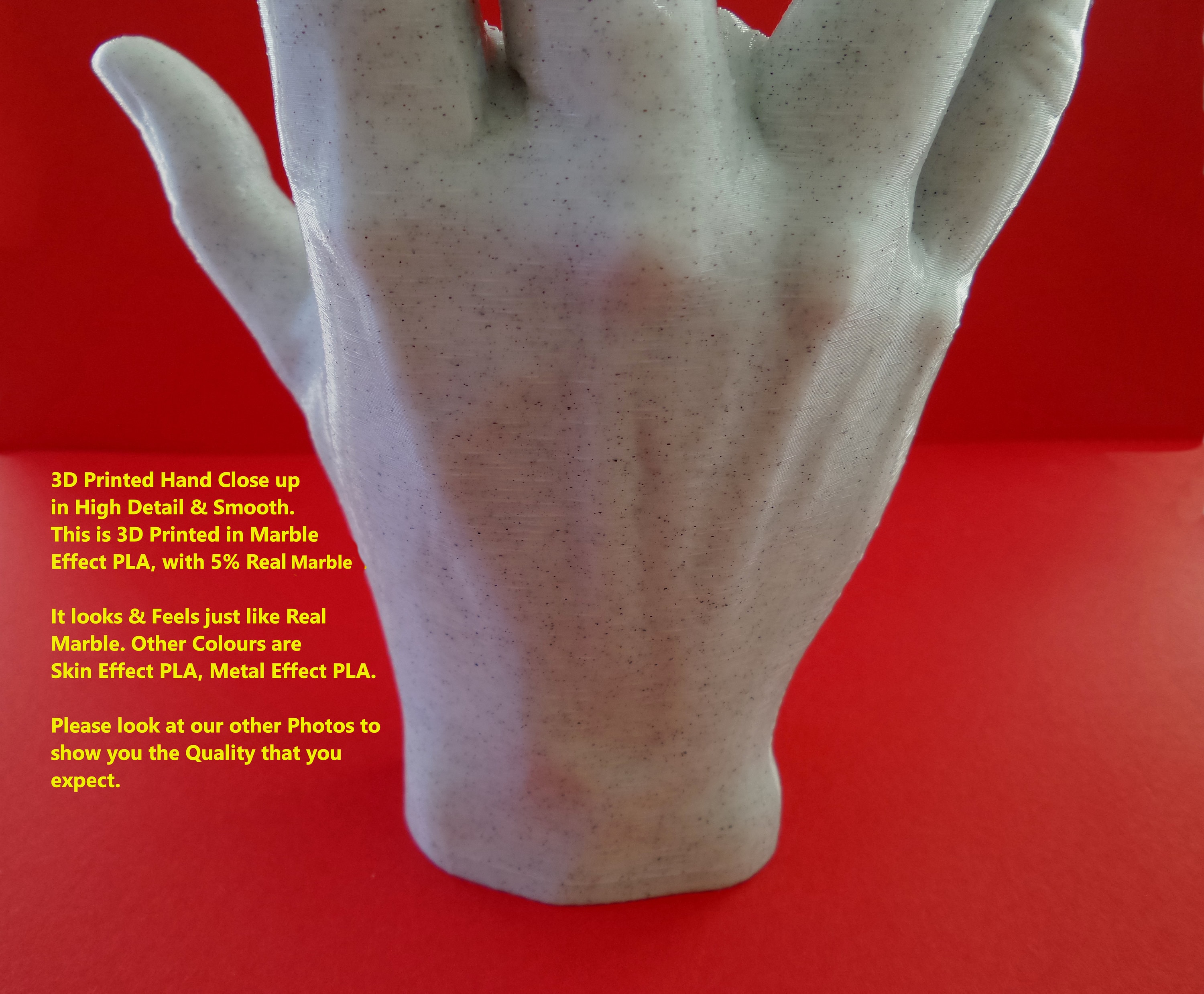 Sculpture, Vulcan Hand, 3D Printed in High Detail, Marble, Smooth ...