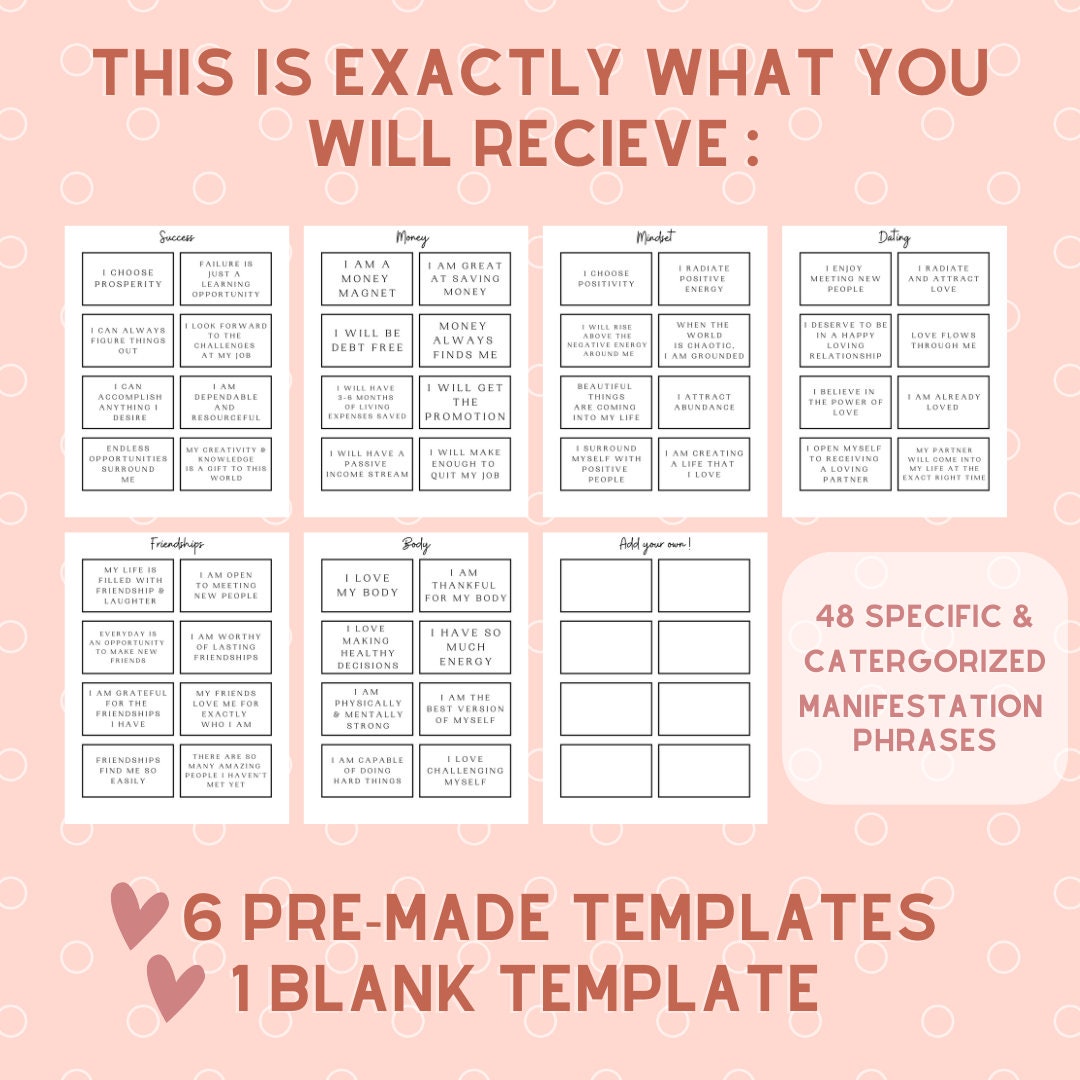 Vision Board Kit Vision Board Printables Words Manifestation Templates ...