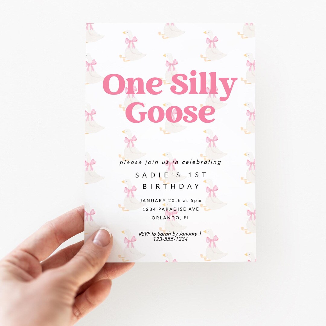 One Silly Goose Invitation | Silly Goose Birthday | One Silly Goose ...