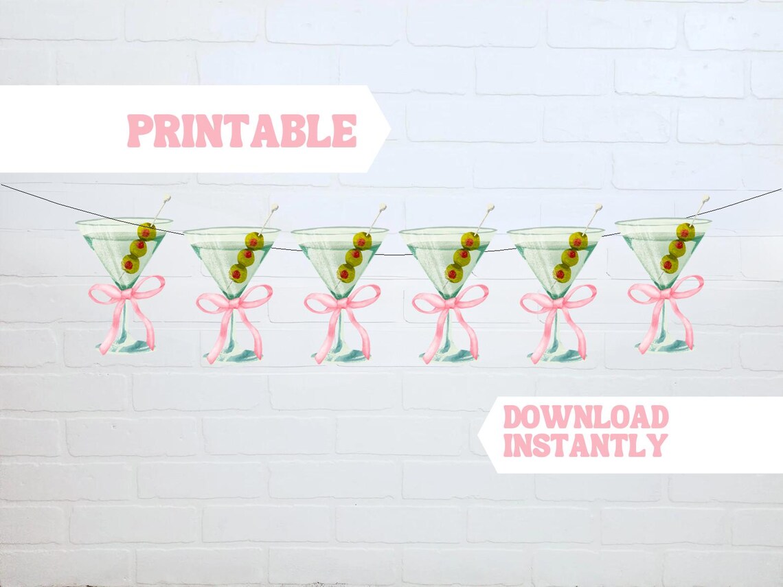 Martini Banner Printable | A Tini Bit Older | Birthday Decorations ...