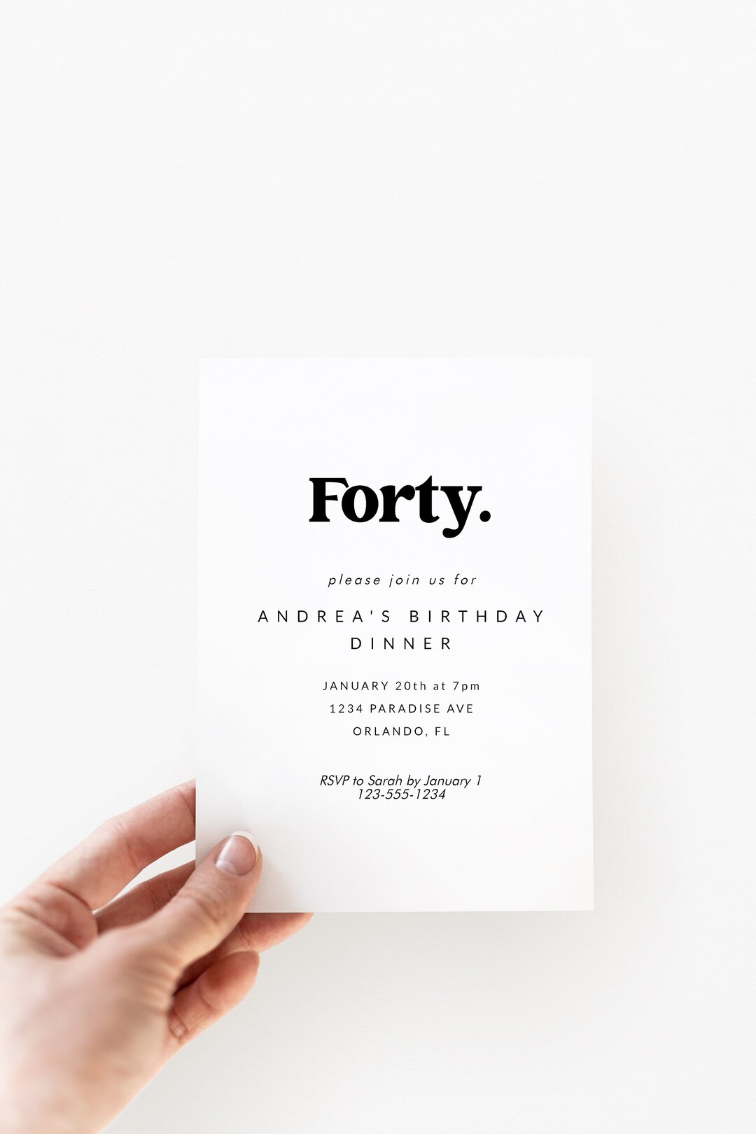 40th Birthday Invitation | Modern Birthday Invitation | Birthday Dinner ...