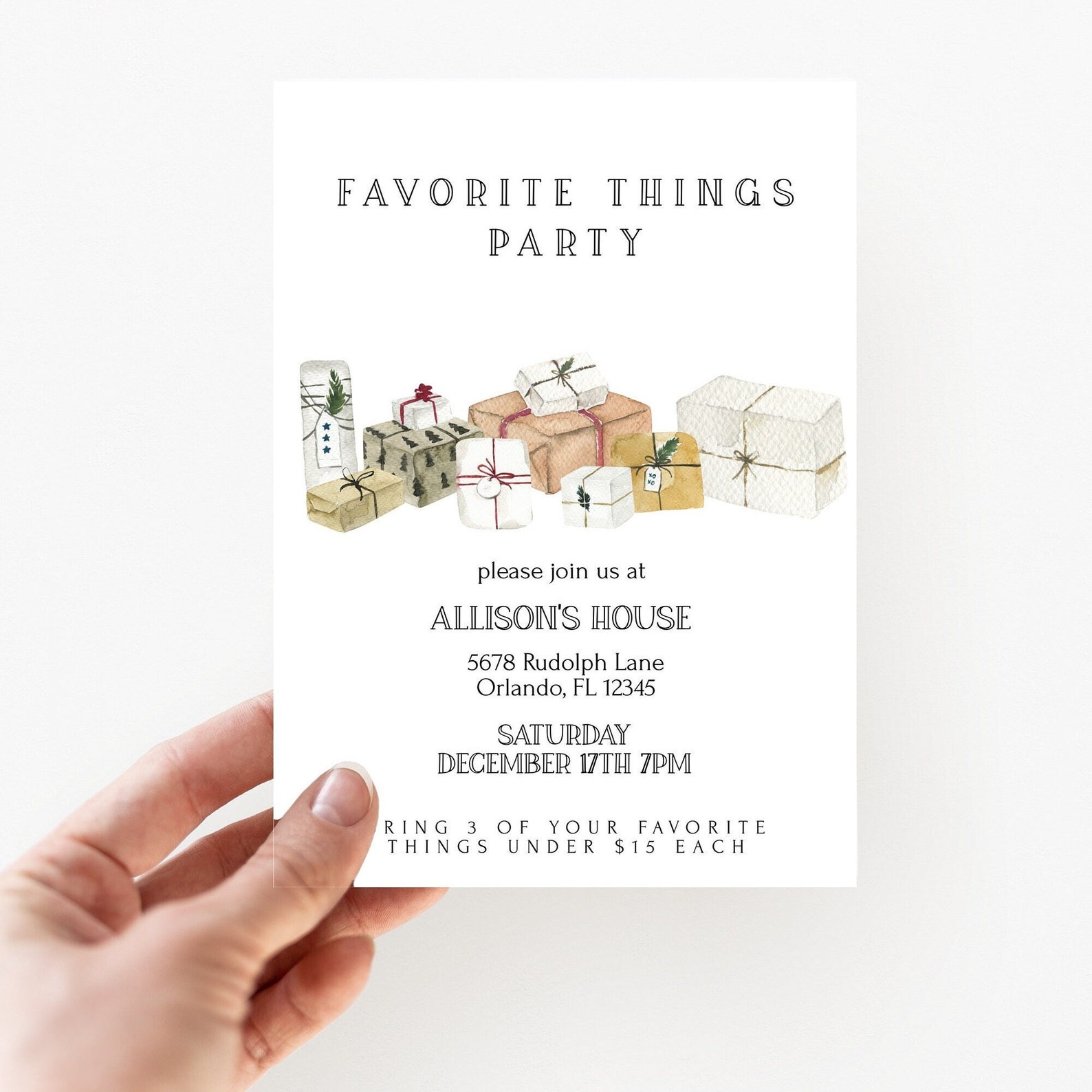 Favorite Things Invitation Printable Christmas Party Invite - Etsy