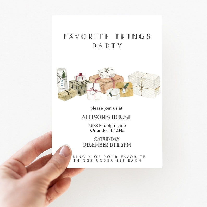 Favorite Things Invitation Printable Christmas Party Invite - Etsy