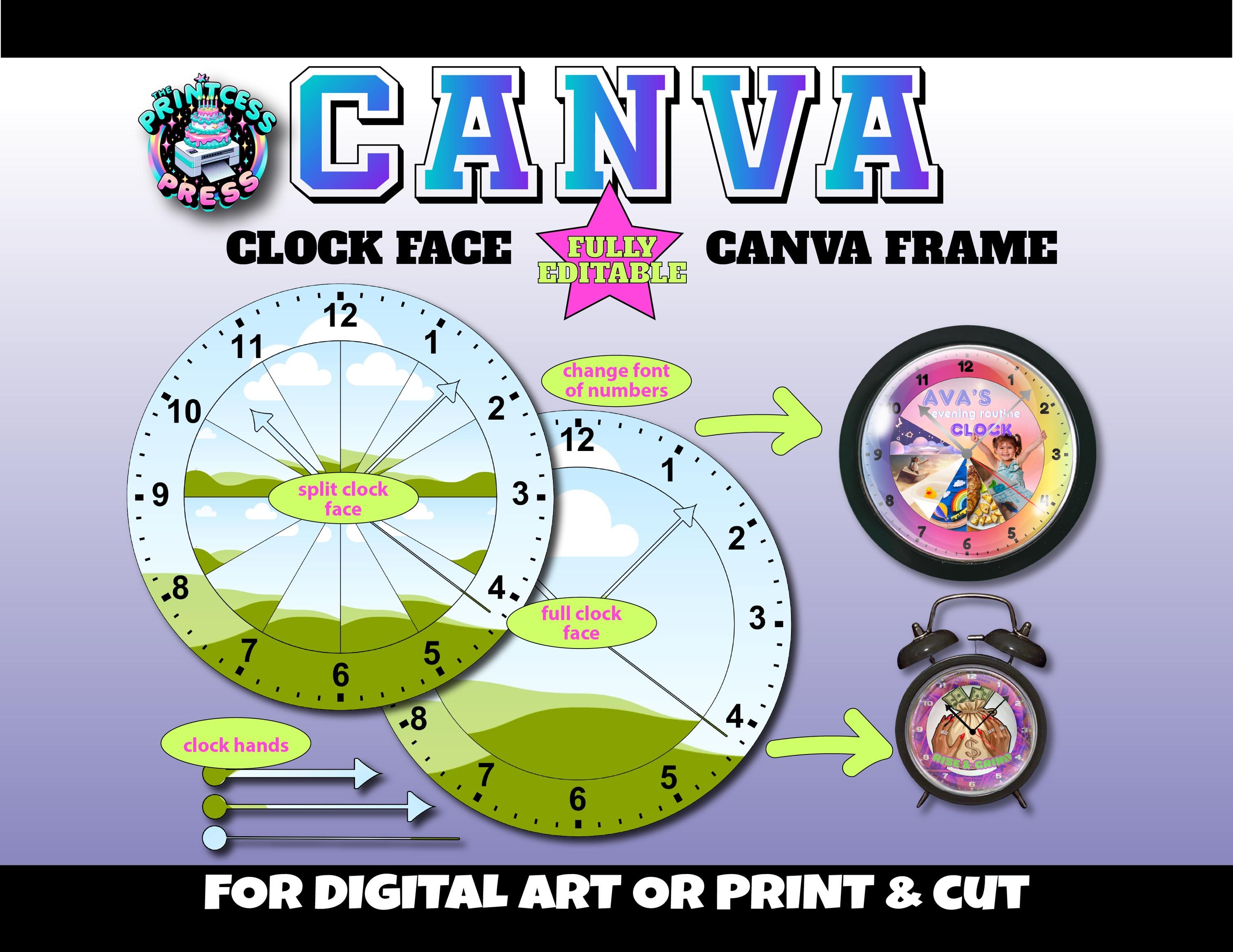 Clock Template | Custom Clock Face Canva Frame Template | Drag & Drop ...