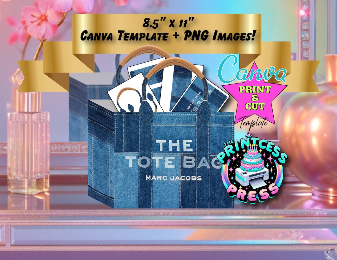 Tote Bag Template for Canva + PNG Images | 8.5 X 11 | Designer Denim ...