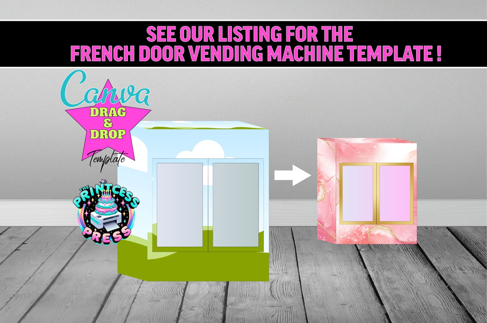 Claw Vending Machine Template for Canva PNG Files 13 X 19 Drag & Drop ...
