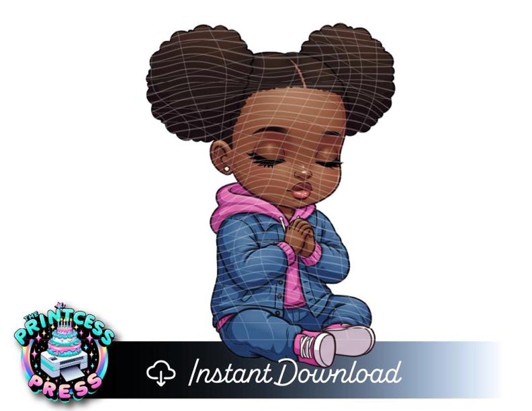 Little Black Girl Praying | Kids Church Clip Art Digital Print ...