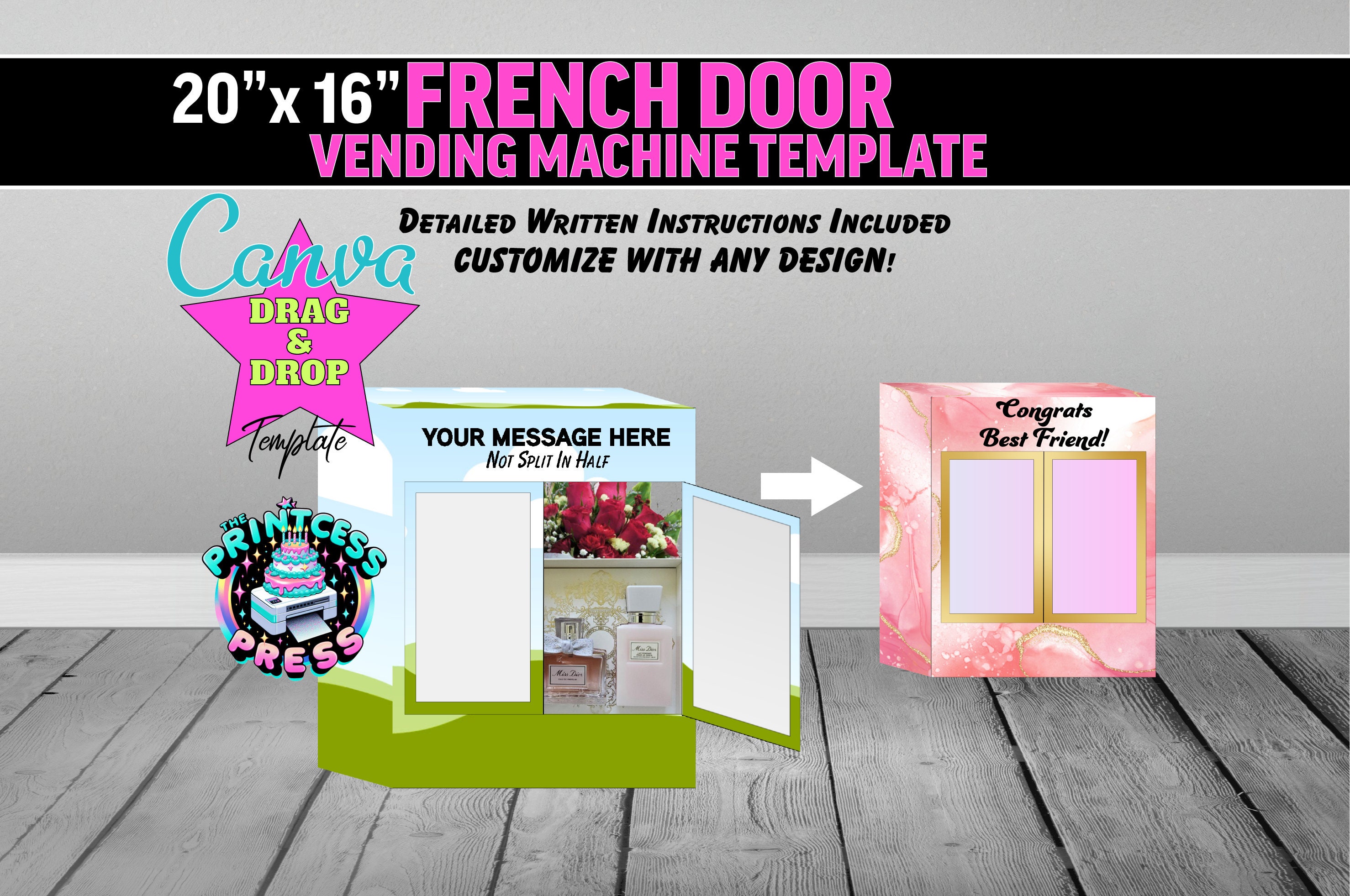 French Door Vending Machine Template for Canva | 20 X 16 | Drag & Drop ...