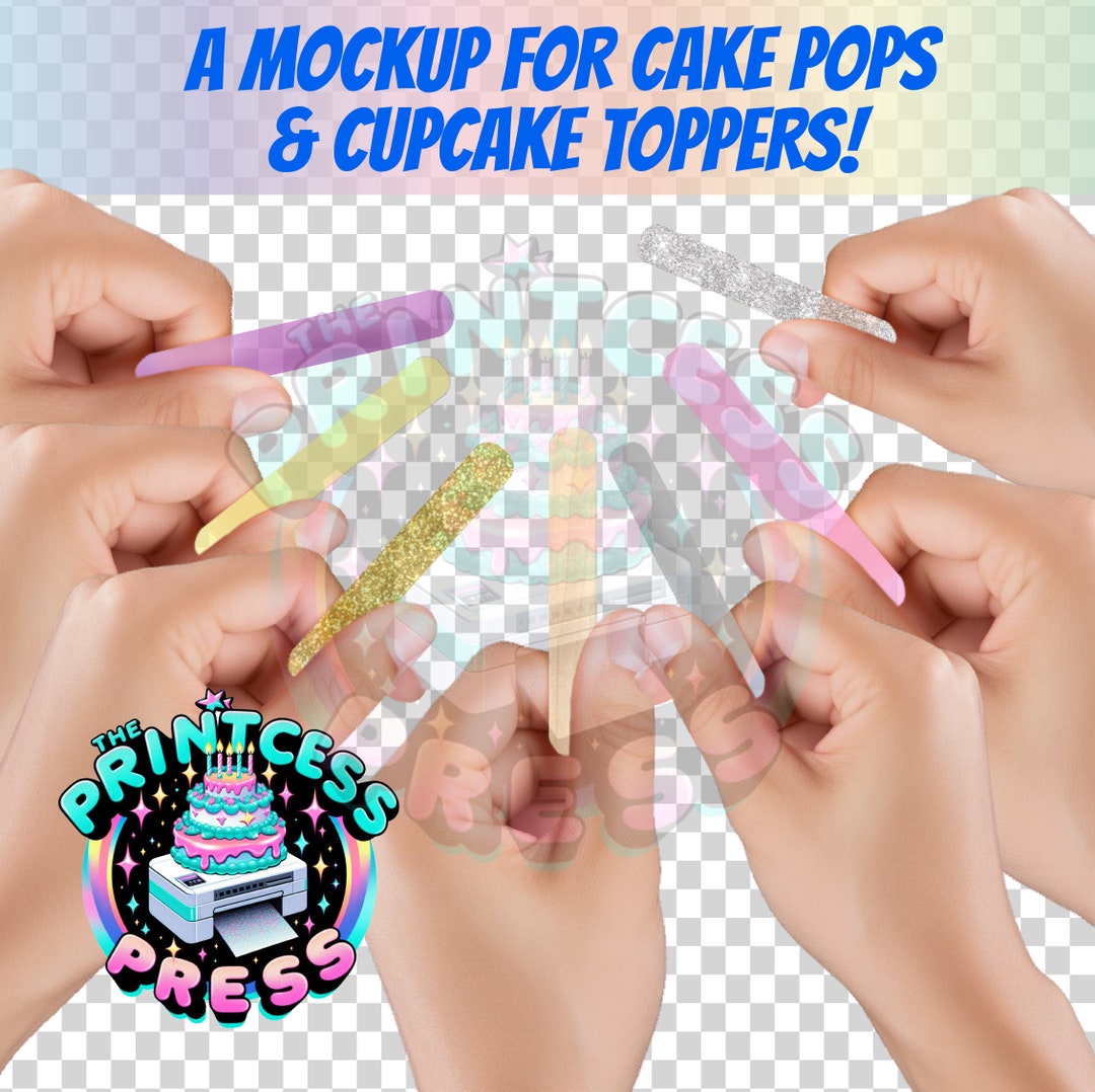 Hand Holding a Popsicle Stick PNG Mockup Bundle of 7 Glitter Popsicle ...