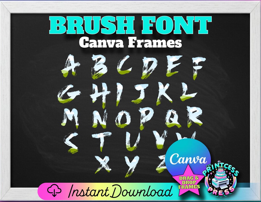 Brush Font Canva Frames | Paint Brush Alphabet Grunge Canva Frame ...