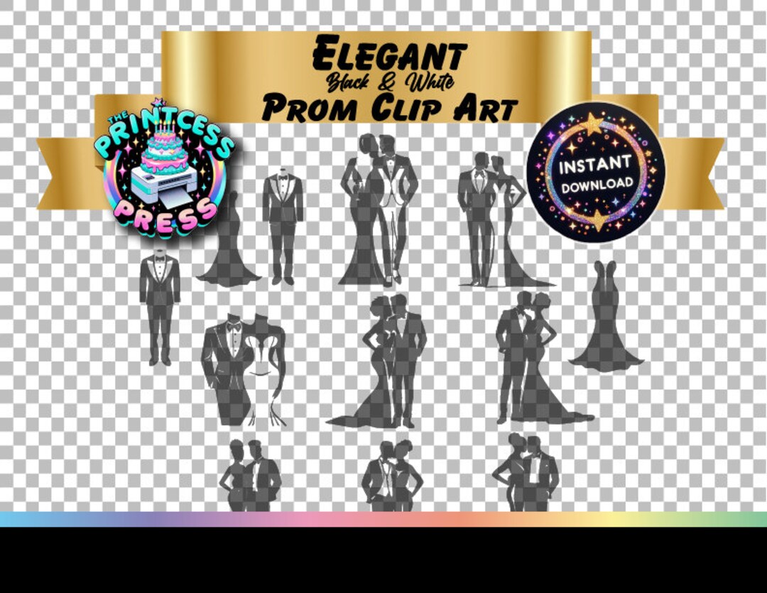 Prom Clip Art PNG Cricut or Silhouette Cut File Bundle | African ...