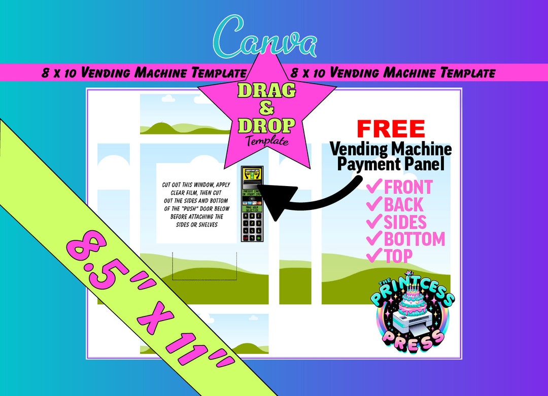 Vending Machine Template 8.5 X 11 for Canva | FREE Money Credit Card ...