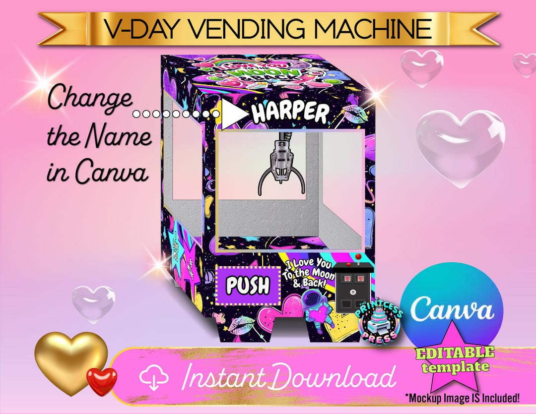 Valentine's Day Claw Vending Machine Template 13x19 Inches | Valentine ...