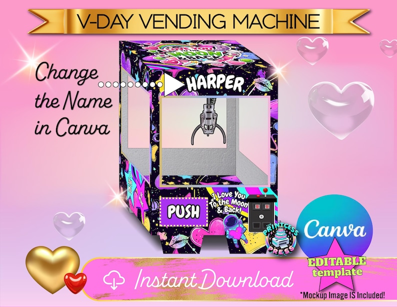 Valentine's Day Claw Vending Machine Template 13x19 Inches | Valentine ...
