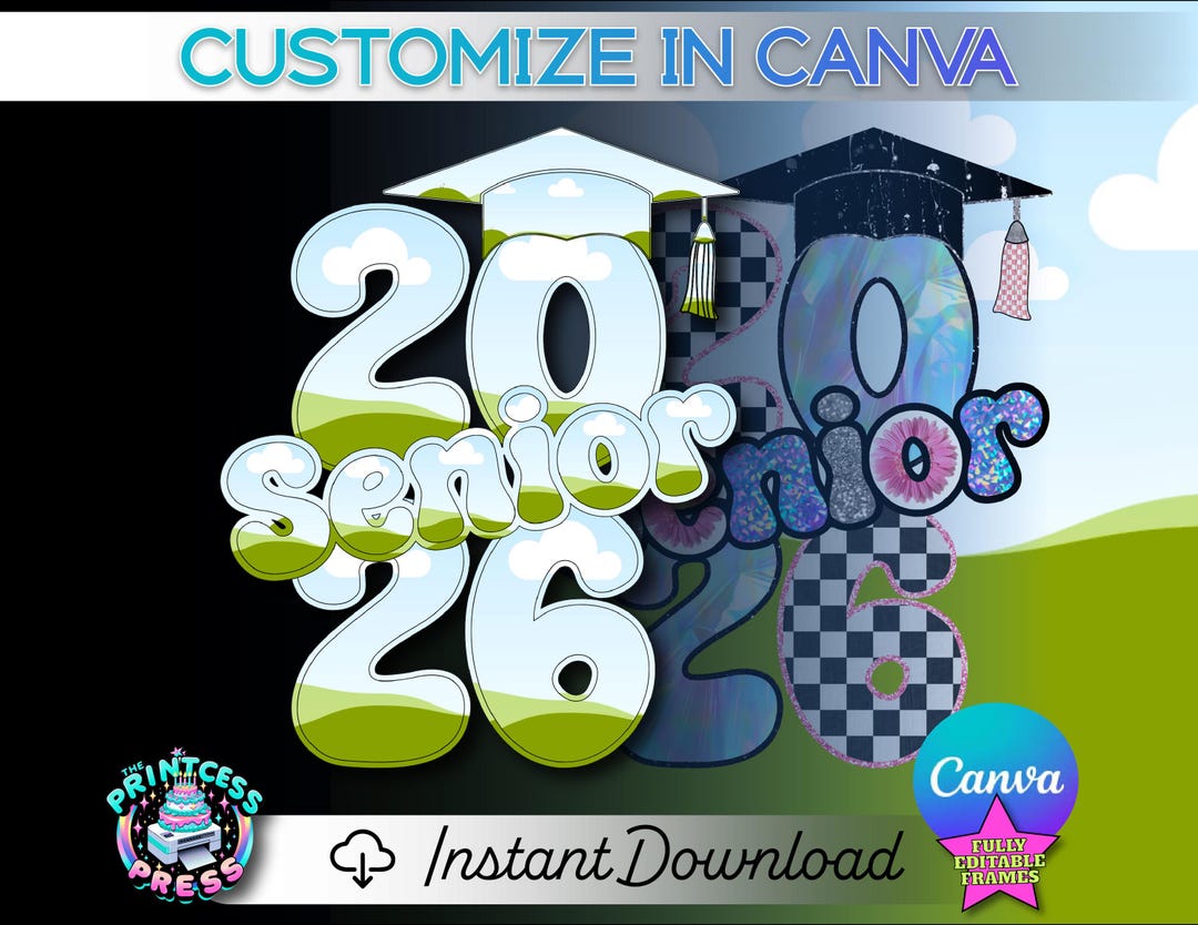 Class of 2026 Senior Grad Digital Art Canva Frame | 2026 Grad DTF ...