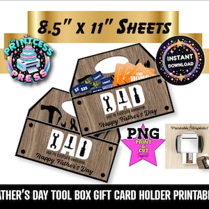 Tool Box Template for Father's Day Gift Card Holder | 8.5 X 11 | Print ...