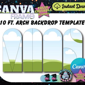 10 FT Arch Panel Backdrop Canva Template in 4 Styles + SVG | Drag ...
