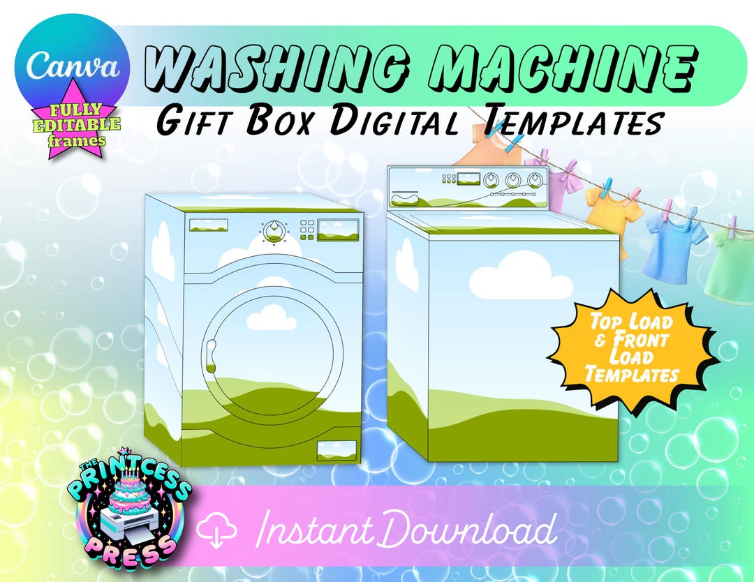 2 Washing Machine Gift Box Templates | Front Load & Top Load ...