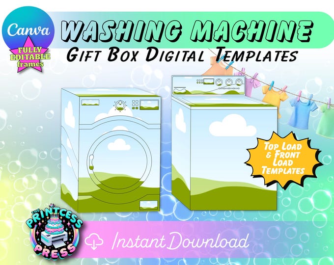 2 Washing Machine Gift Box Templates | Front Load & Top Load ...