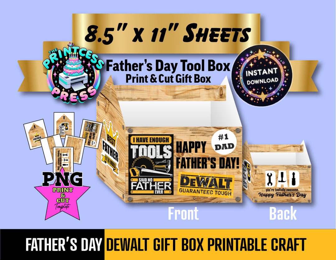 Father's Day Tool Box Template | 8.5 X 11 |dewalt Tool Box PNG Print ...