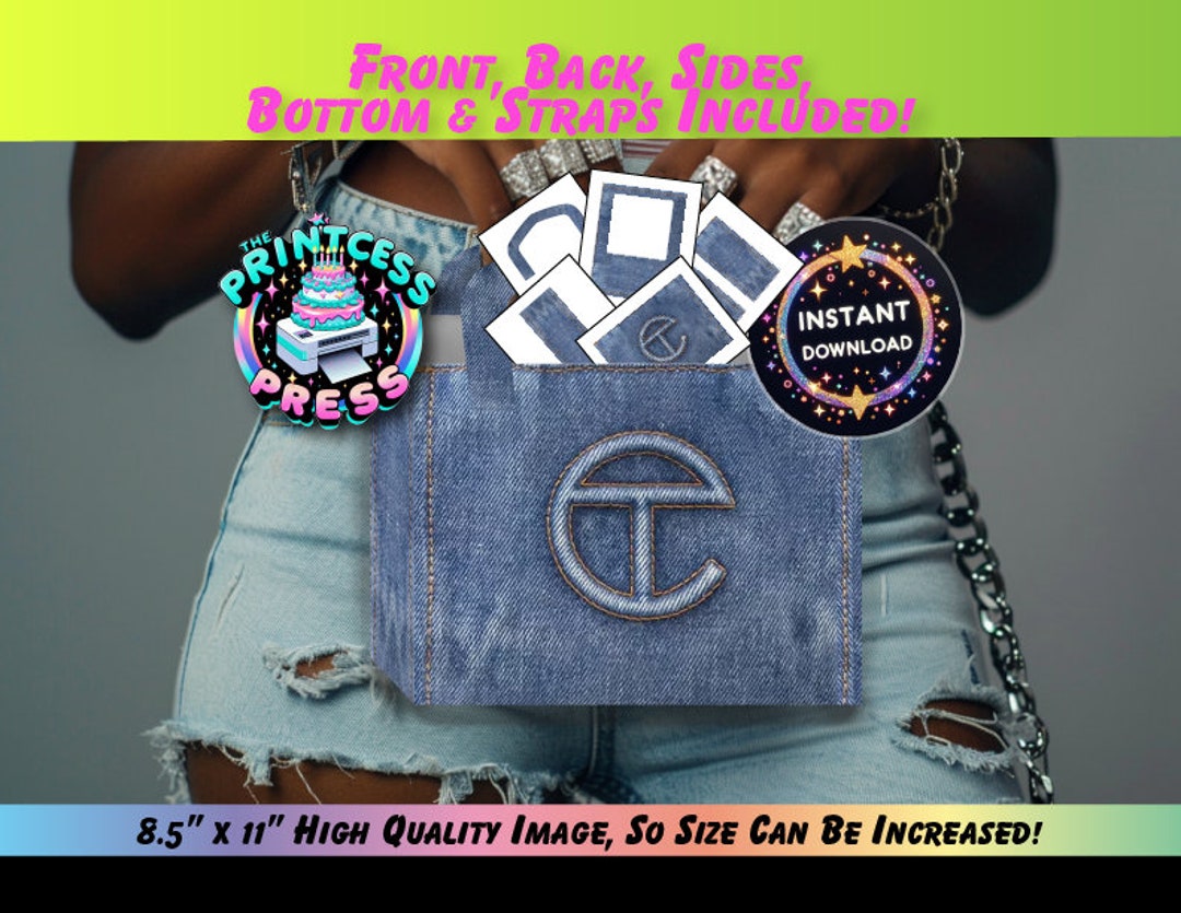 Designer Purse Gift Bag Template | PNG Images | 8.5 X 11 | Telfar Denim ...