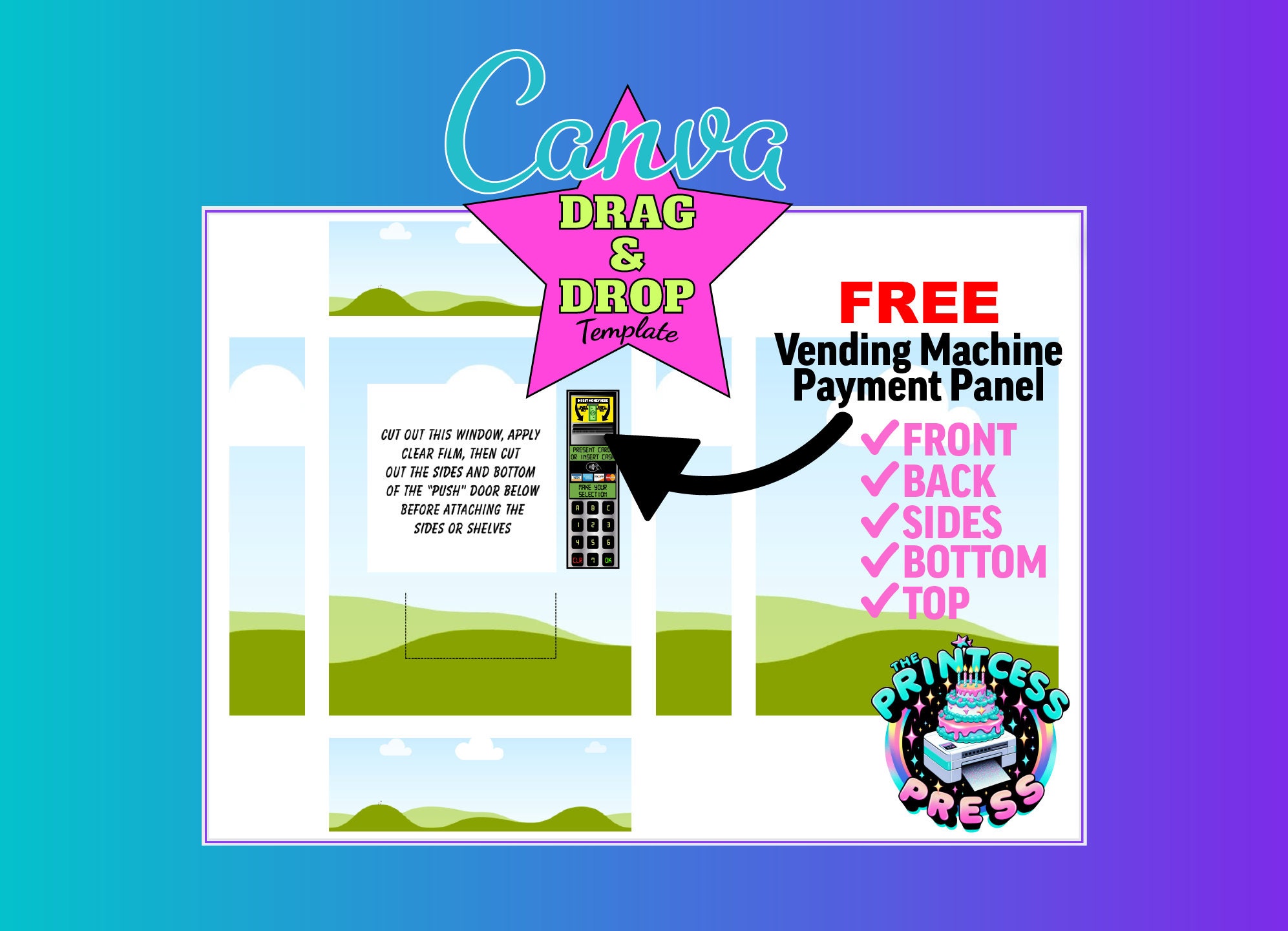 Vending Machine Template 20 X 16 for Canva or Illustrator PNG FREE ...