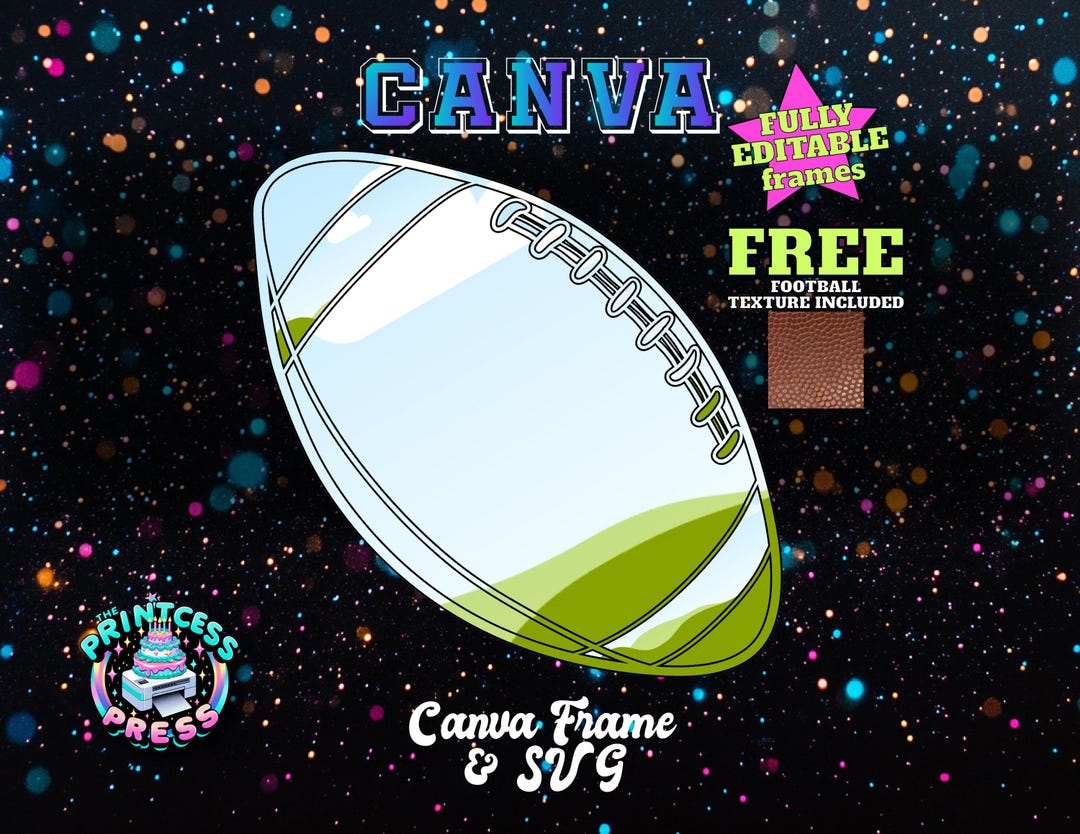 Football SVG & Canva Frame | Any Color or Image on a Digital Football ...