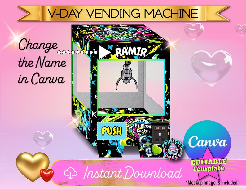 Valentine's Day Claw Vending Machine Template 13x19 Inches | Valentine ...