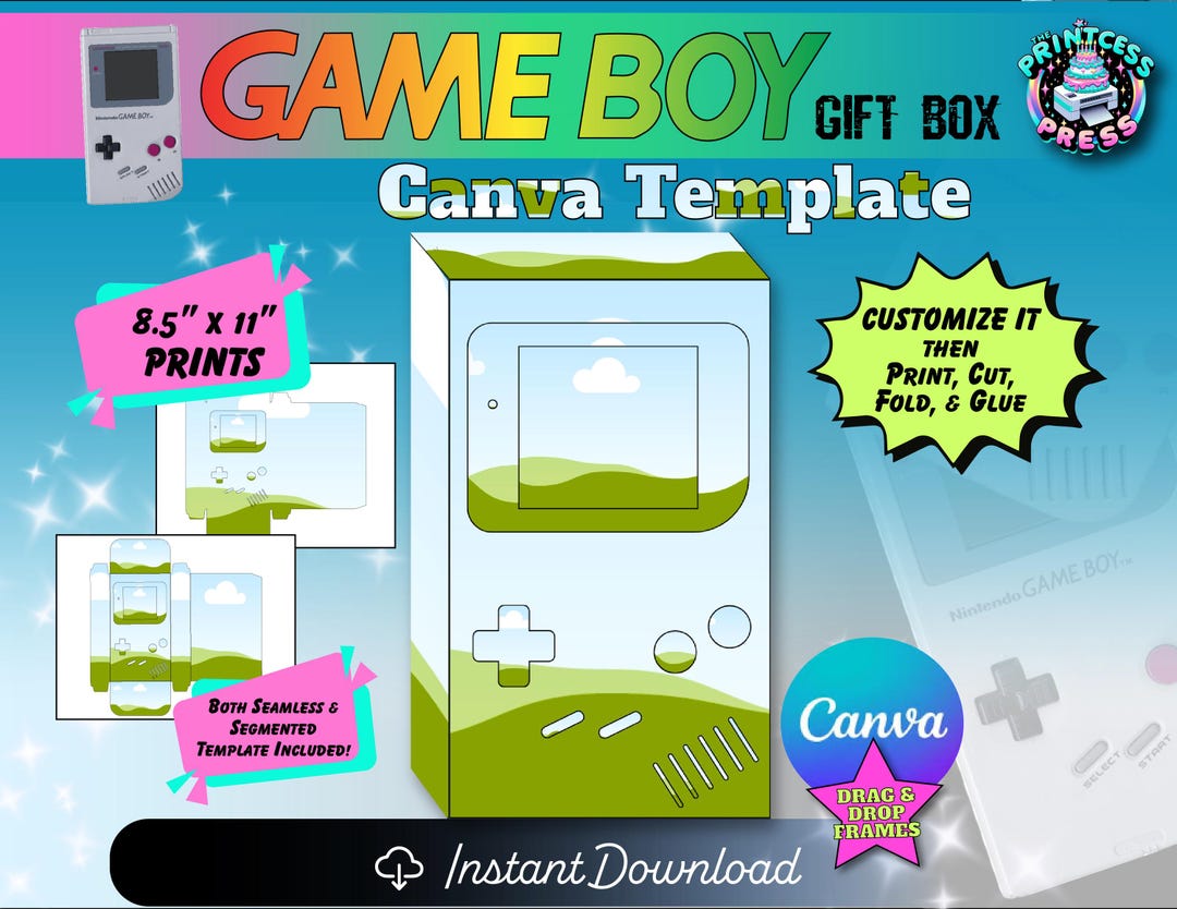 Gameboy Gift Box Template for Canva | Gameboy SVG | 3D Gameboy Box ...