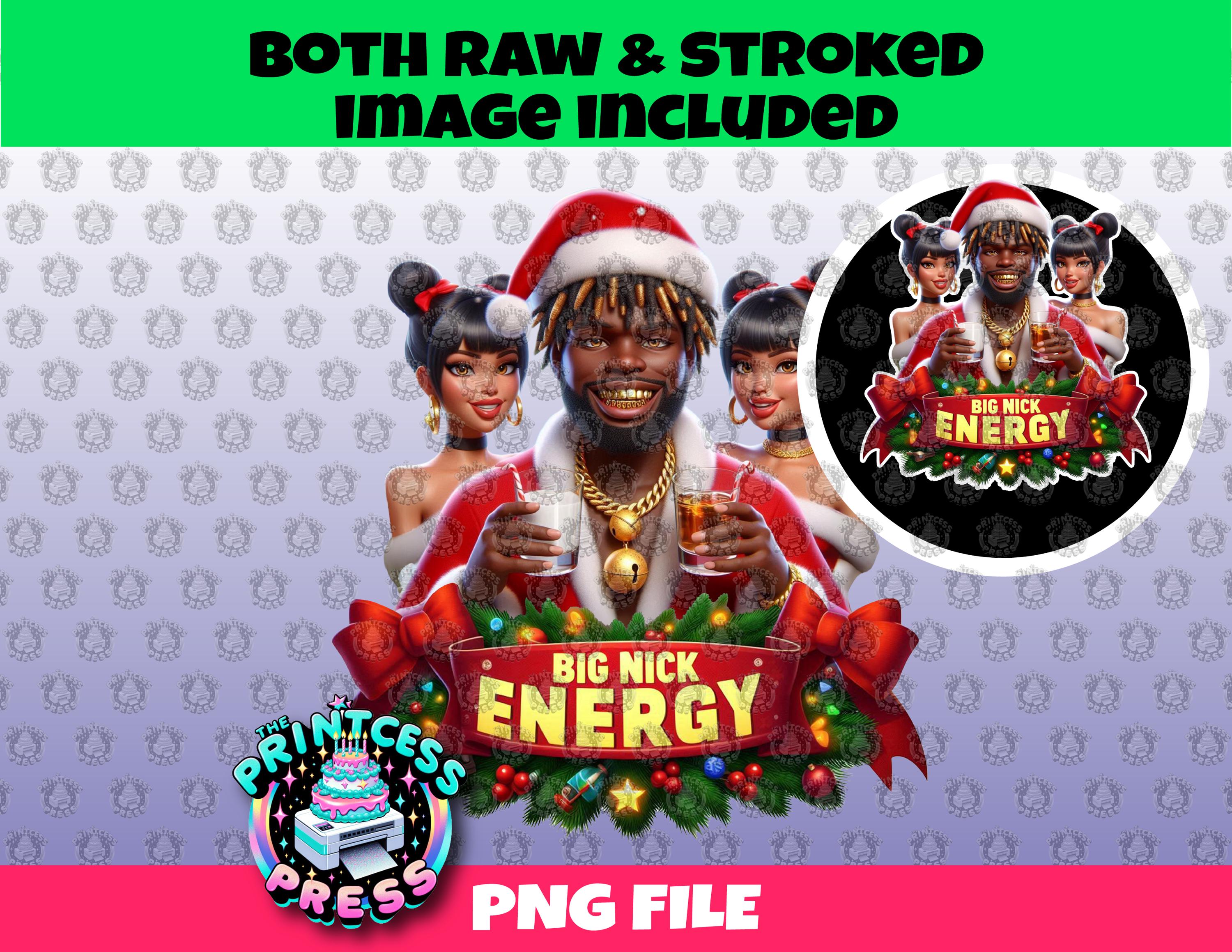 Black Santa PNG T-shirt Design | Big Nick Energy Christmas PNG | Black ...