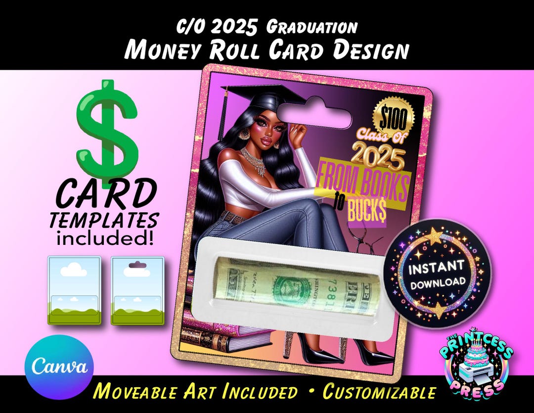 Lip Balm Money Card Design Template PNG SVG | Grad Card Clip Art ...