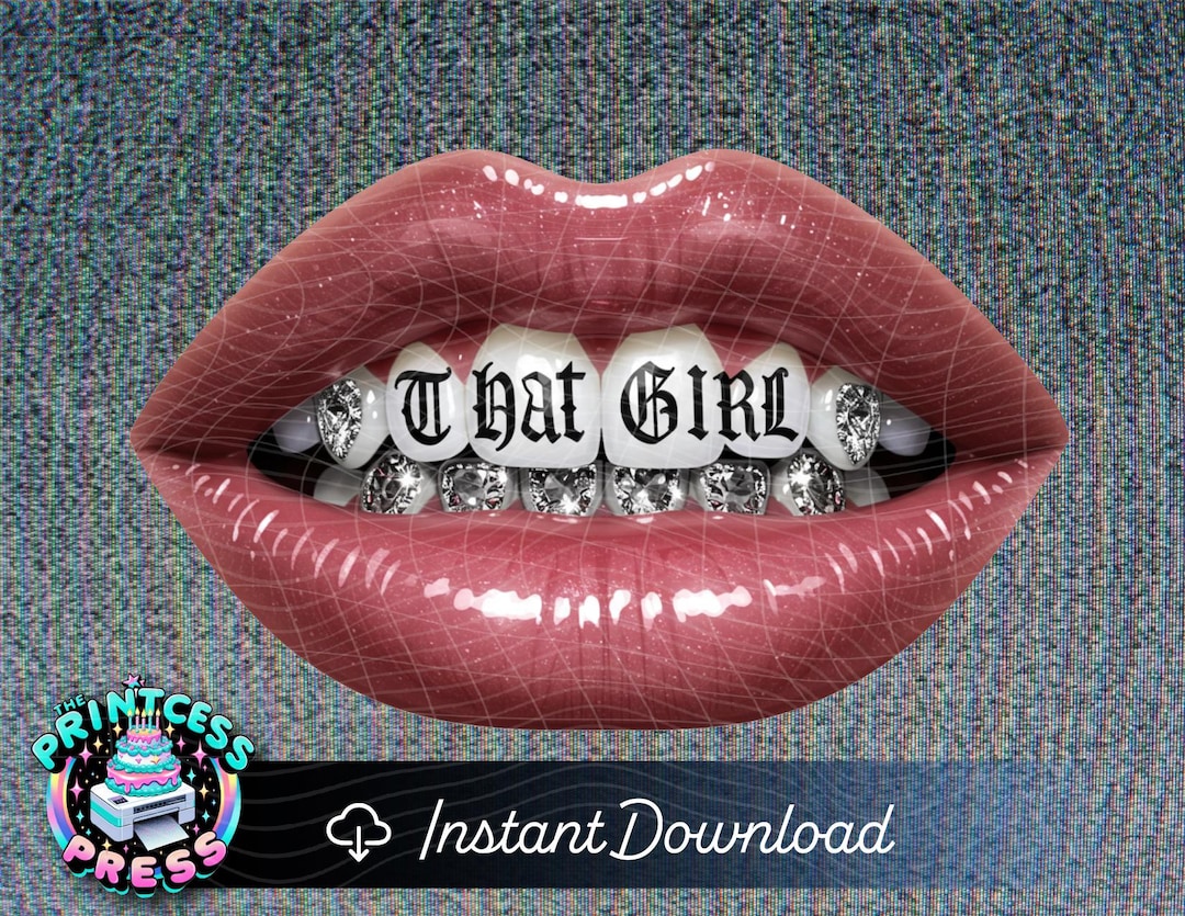 Lips With Grillz PNG Clipart | Girl With Grills PNG | Teeth Tattoo ...