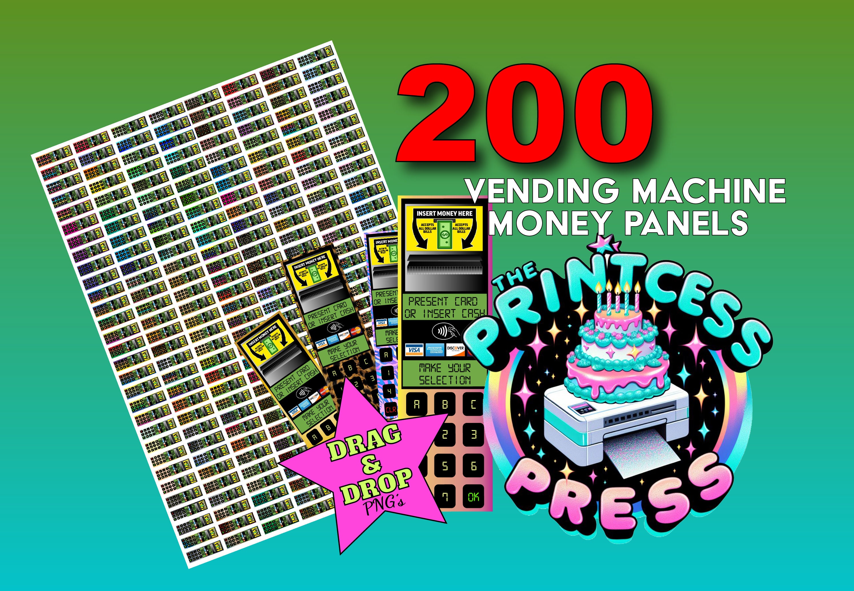 Vending Machine Money Panel PNG 200 Color Bundle | XL Size Resizable ...