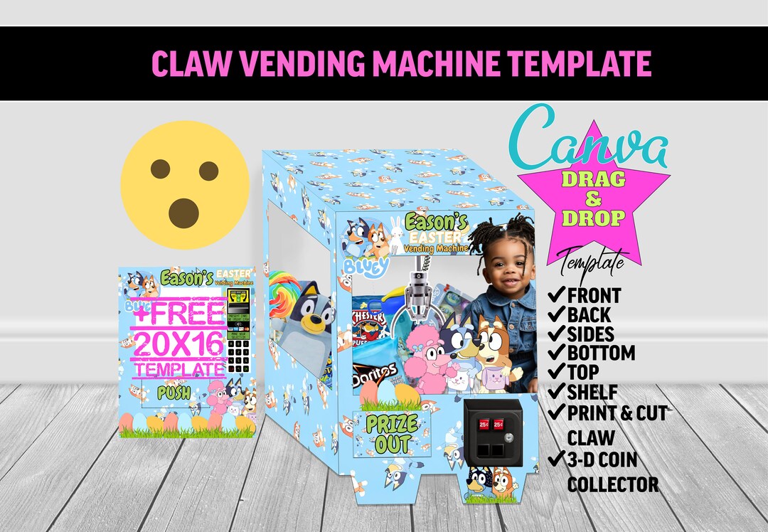 Easter Claw Vending Machine Template for Canva 13 x 19 Fully Editable ...