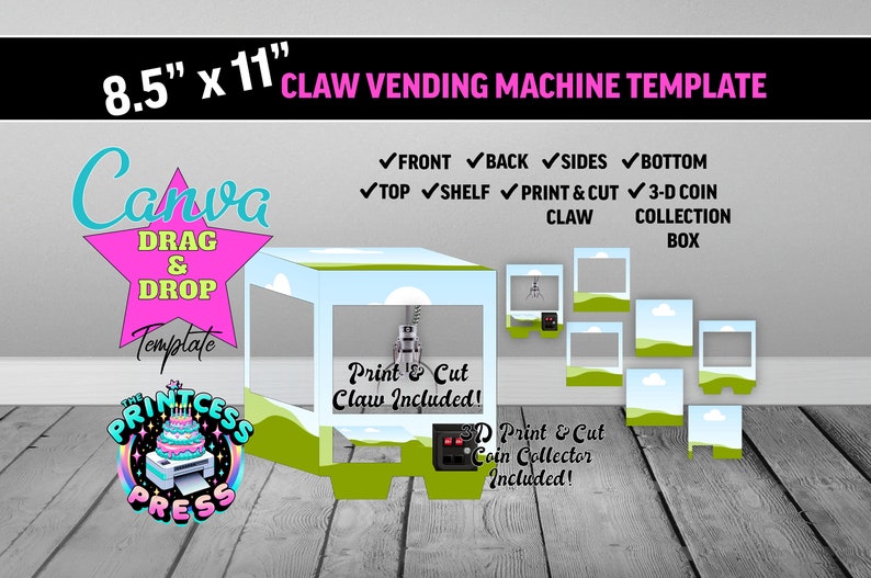 Claw Vending Machine Template for Canva | 8.5 X 11 Inches | Easy Drag & Drop Design - Etsy