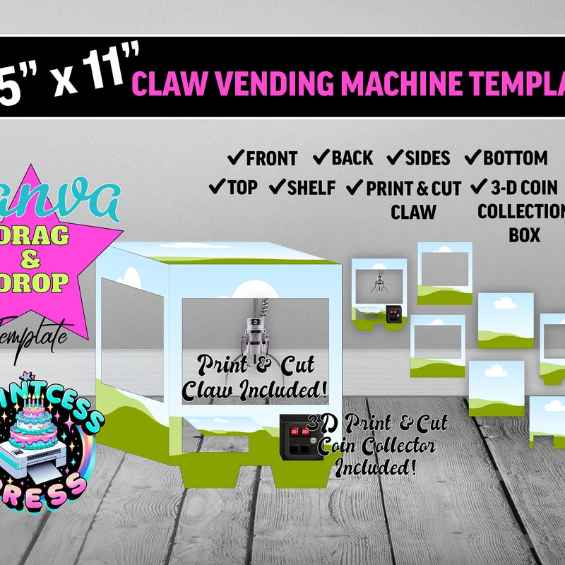 Claw Machine Template - Etsy