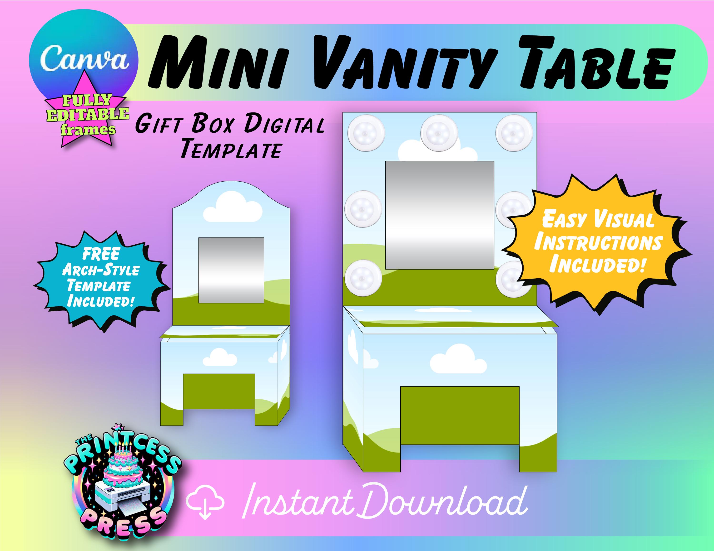 Vanity Table Gift Box Template Canva Frame | Vanity Template Gift Box ...