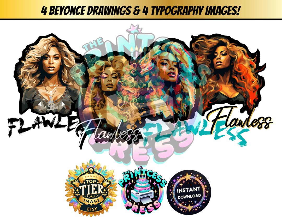 Beyonce PNG Bundle Fan Art | 4 Images + 4 Typography Files | Beyonce T ...