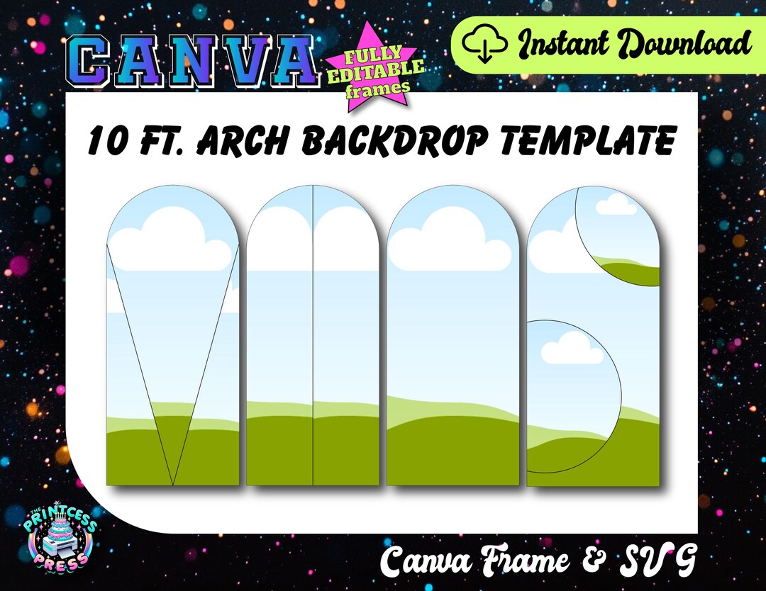 10 FT Arch Panel Backdrop Canva Template in 4 Styles + SVG | Drag ...