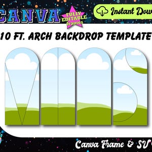 10 FT Arch Panel Backdrop Canva Template in 4 Styles + SVG | Drag ...