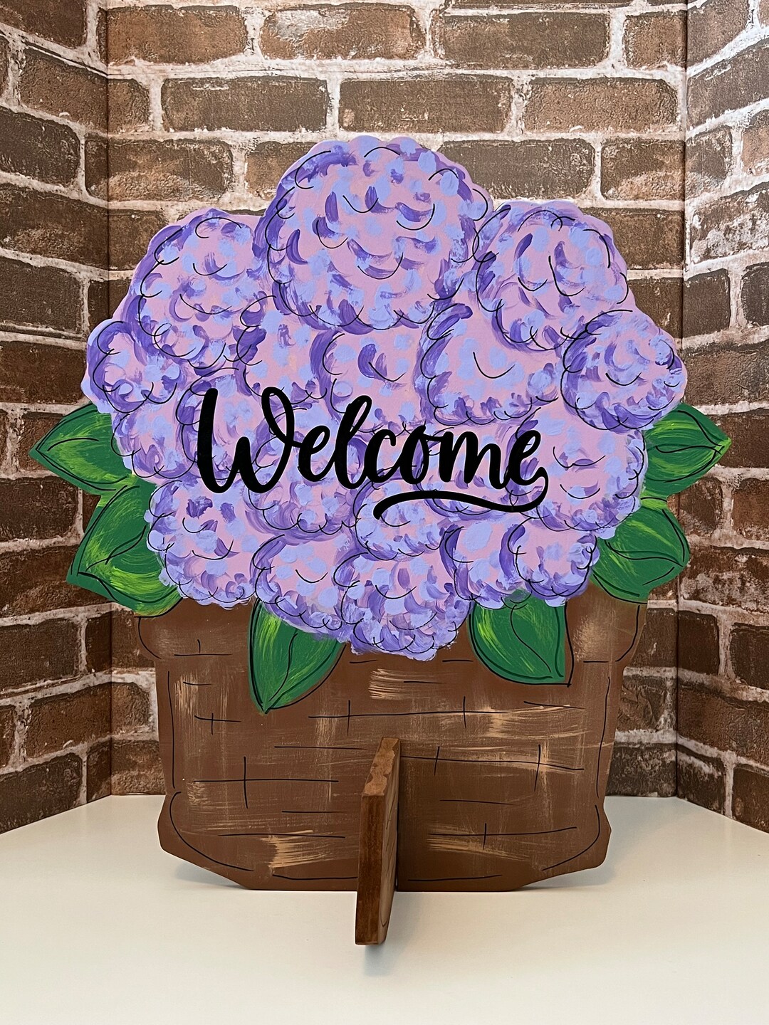 Hydrangea Free Standing Welcome Sign - Etsy