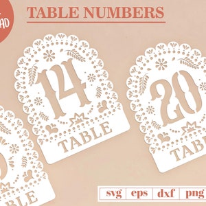 Table Numbers, Papel Picado Numbers, Mexican Wedding, Colorful Mexican ...