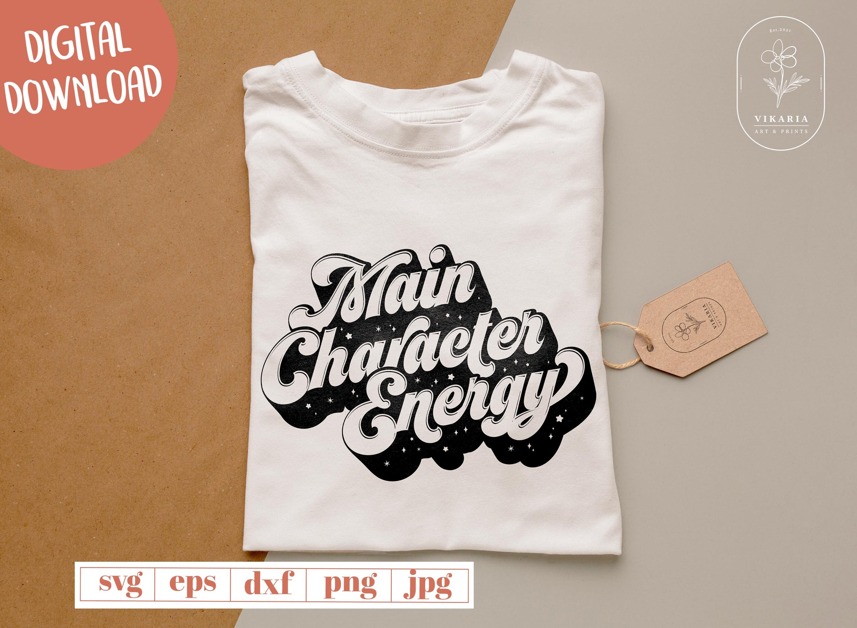 Main Character Energy SVG Wavy Text Png Svg Png Retro Svg - Etsy