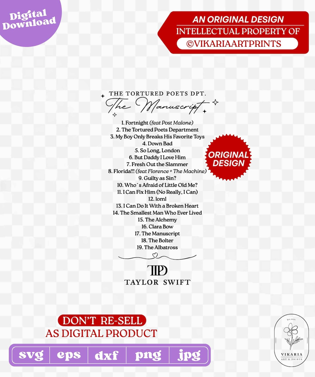 The Tortured Poets Department, TPD SVG PNG, Instant Download, Taylor ...