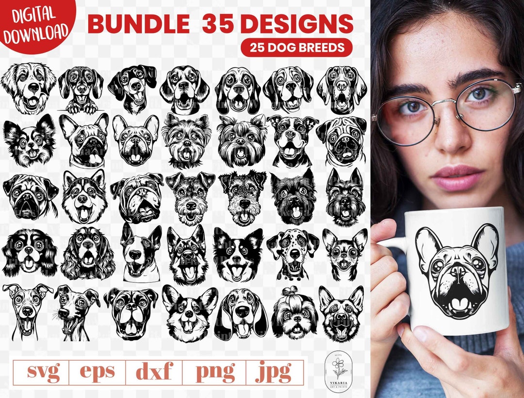 Puppy SVG Bundle, Puppy Breed SVG Bundle, Puppy Face SVG, Puppy Head ...